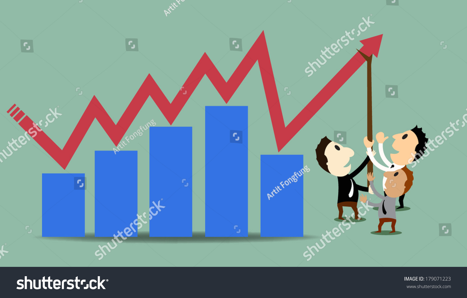 Teamwork Push Arrow Success Stock Vector (Royalty Free) 179071223