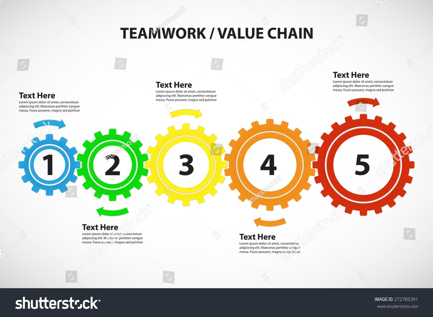 Teamwork Value Chain 5 Bright Cogwheels Stock Vector (Royalty Free ...