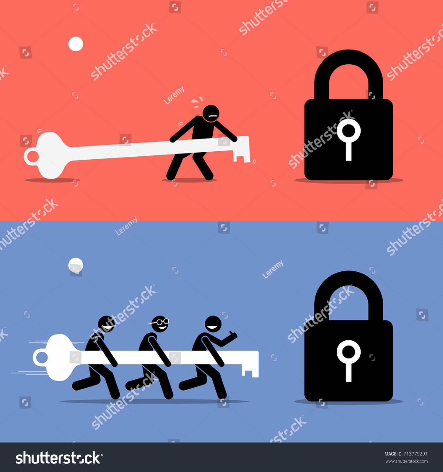 Teamwork Vs Working Alone Vector Artwork Stock Vector (Royalty Free ...