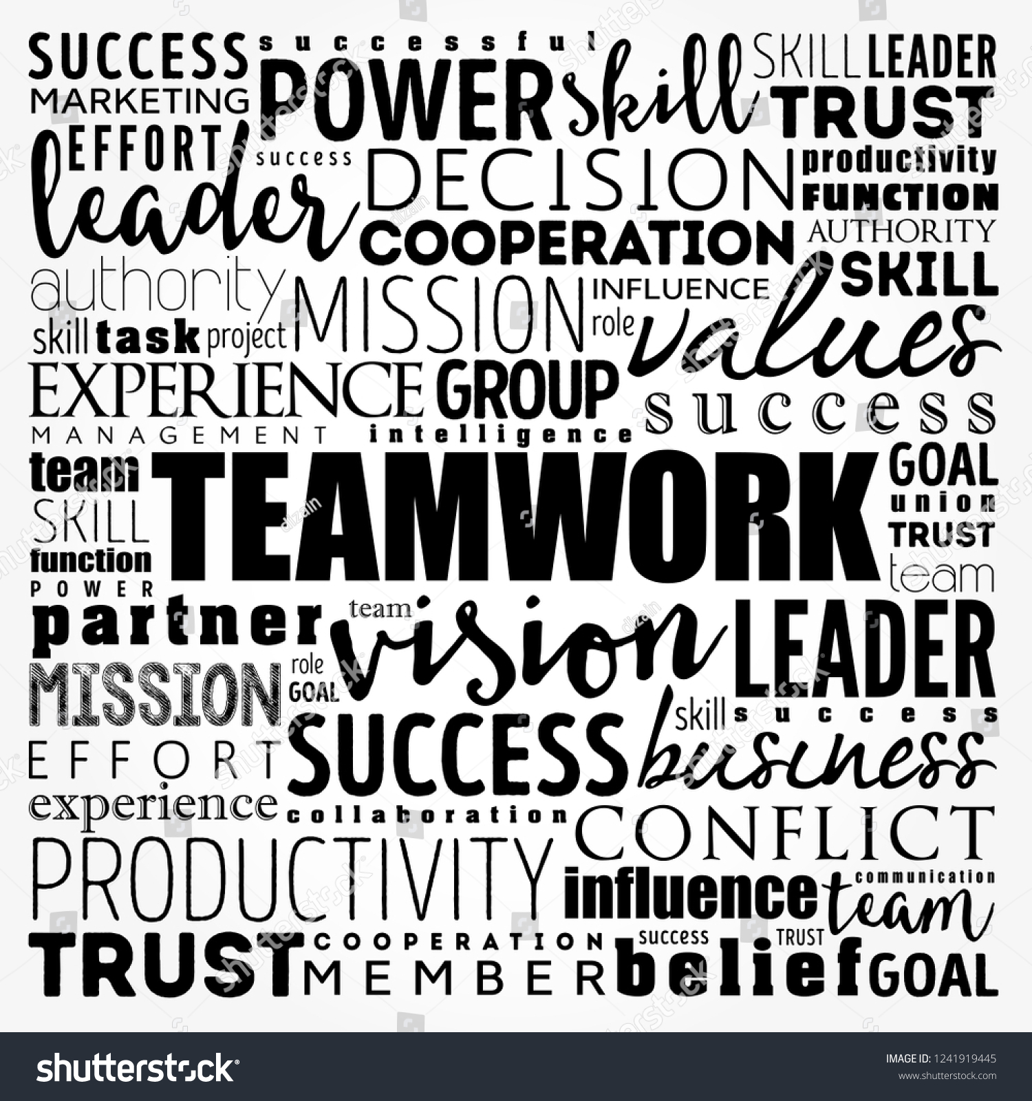 Teamwork Word Cloud Collage Business Concept: vector de stock (libre de ...
