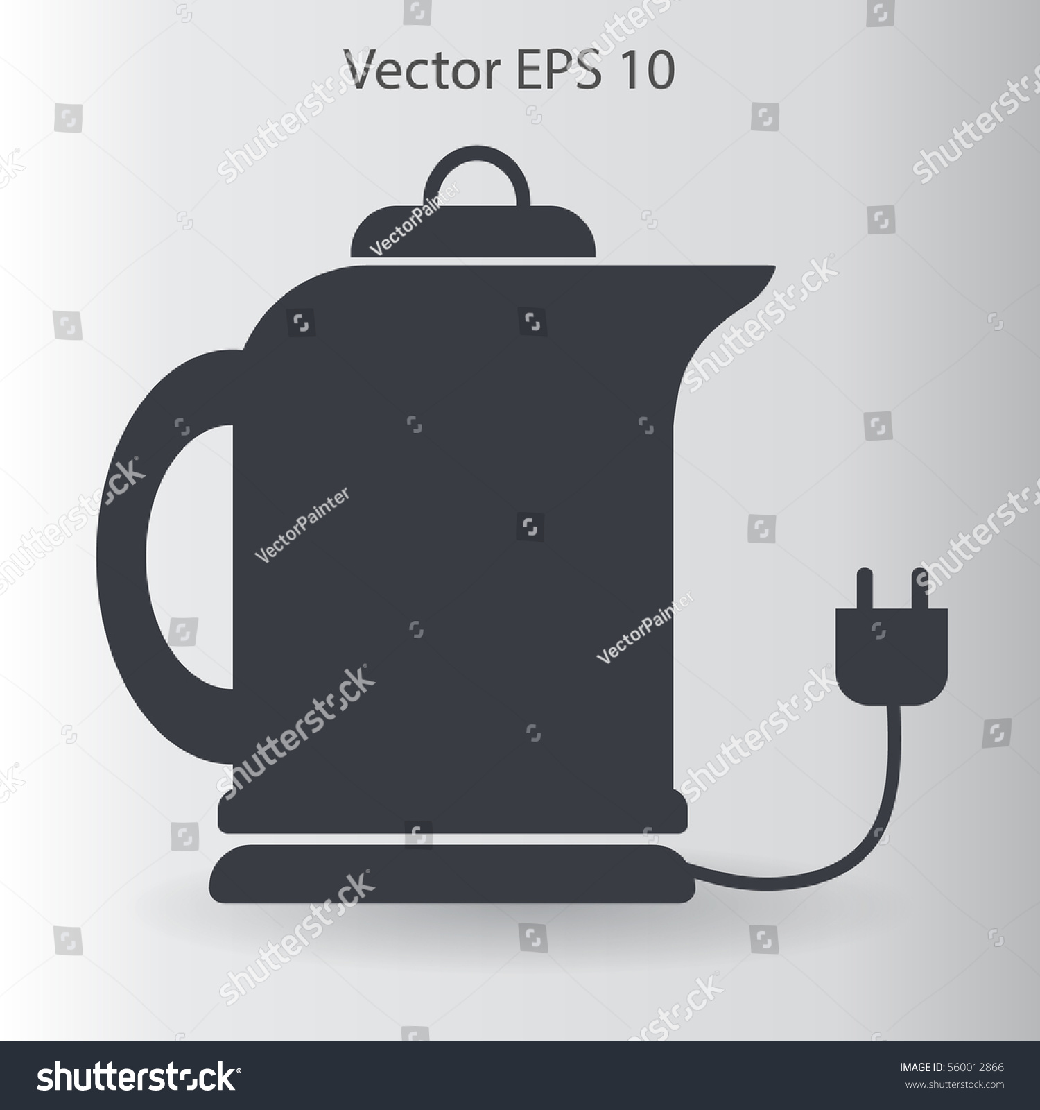Teapot Electric Plug Vector Icon Stock Vector (Royalty Free) 560012866 ...