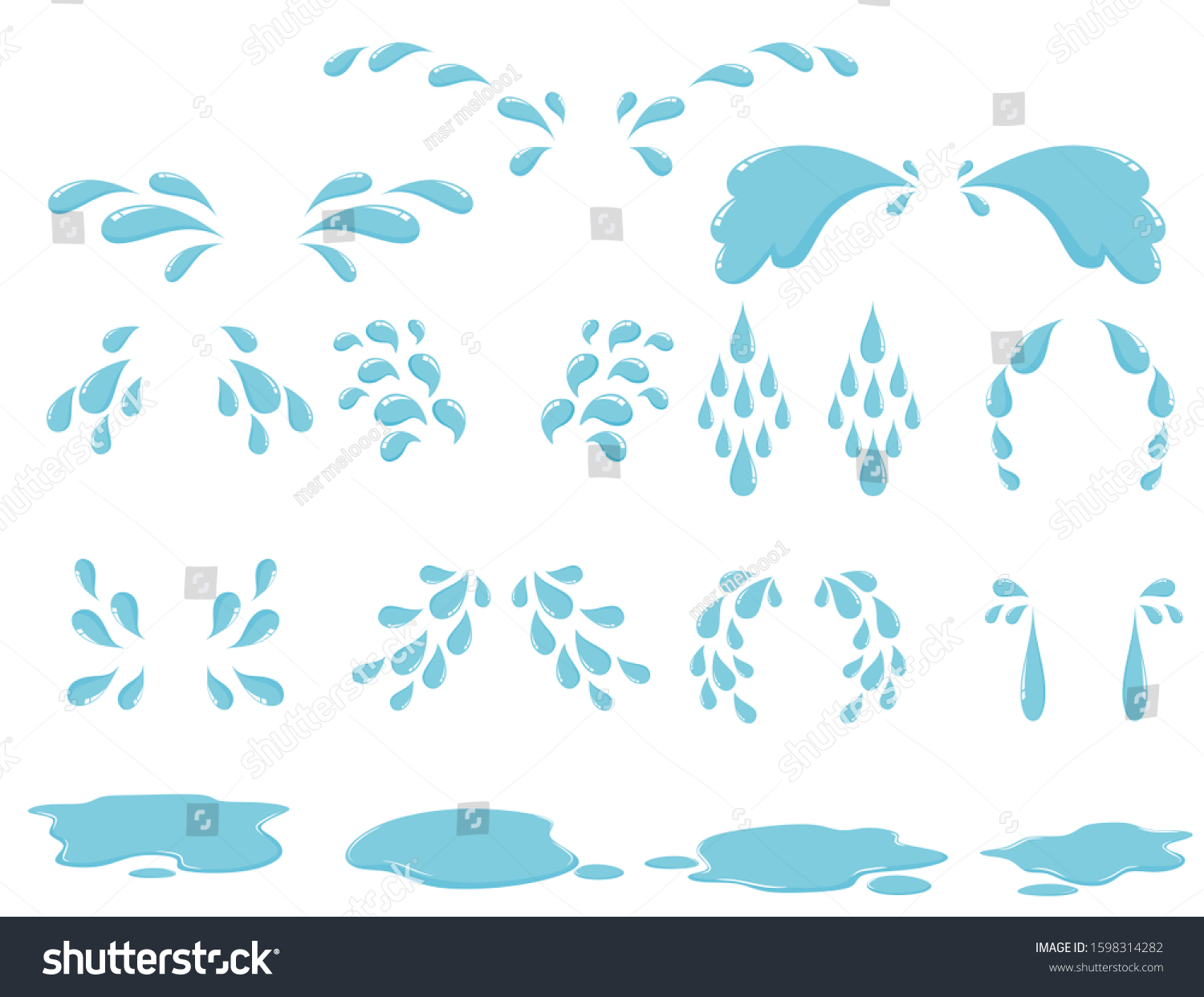 Tears Set Drop Vector Flat Cartoon: vector de stock (libre de regalías ...