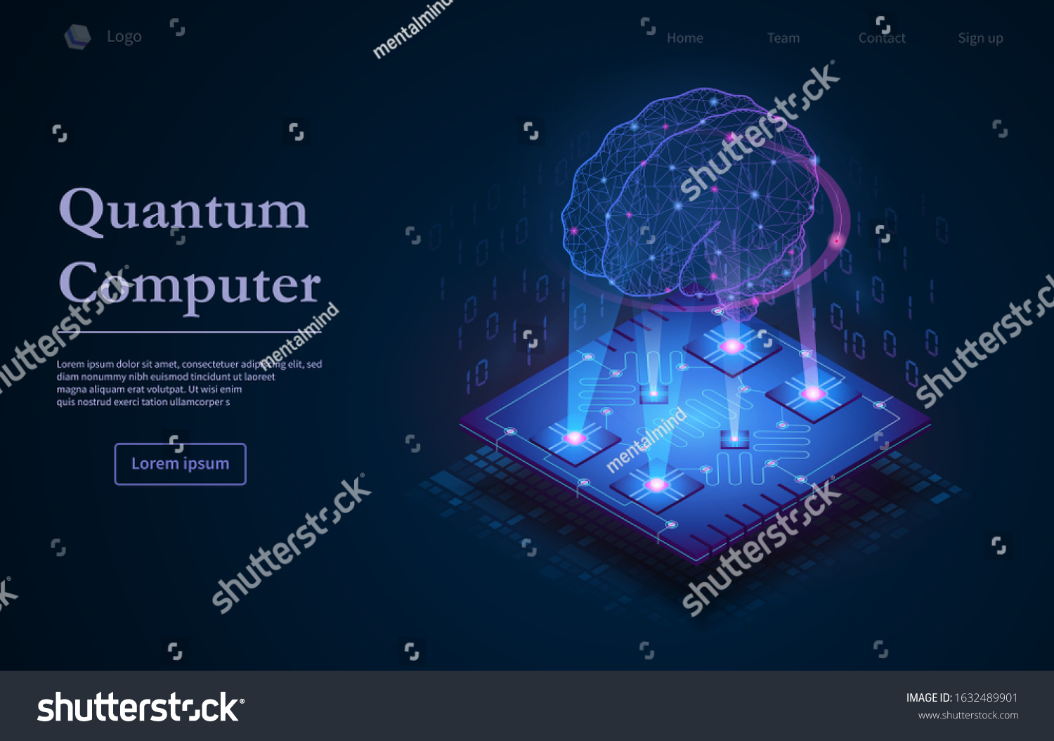 Tech Background Quantum Computer Text Caption 스톡 벡터(로열티 프리) 1632489901