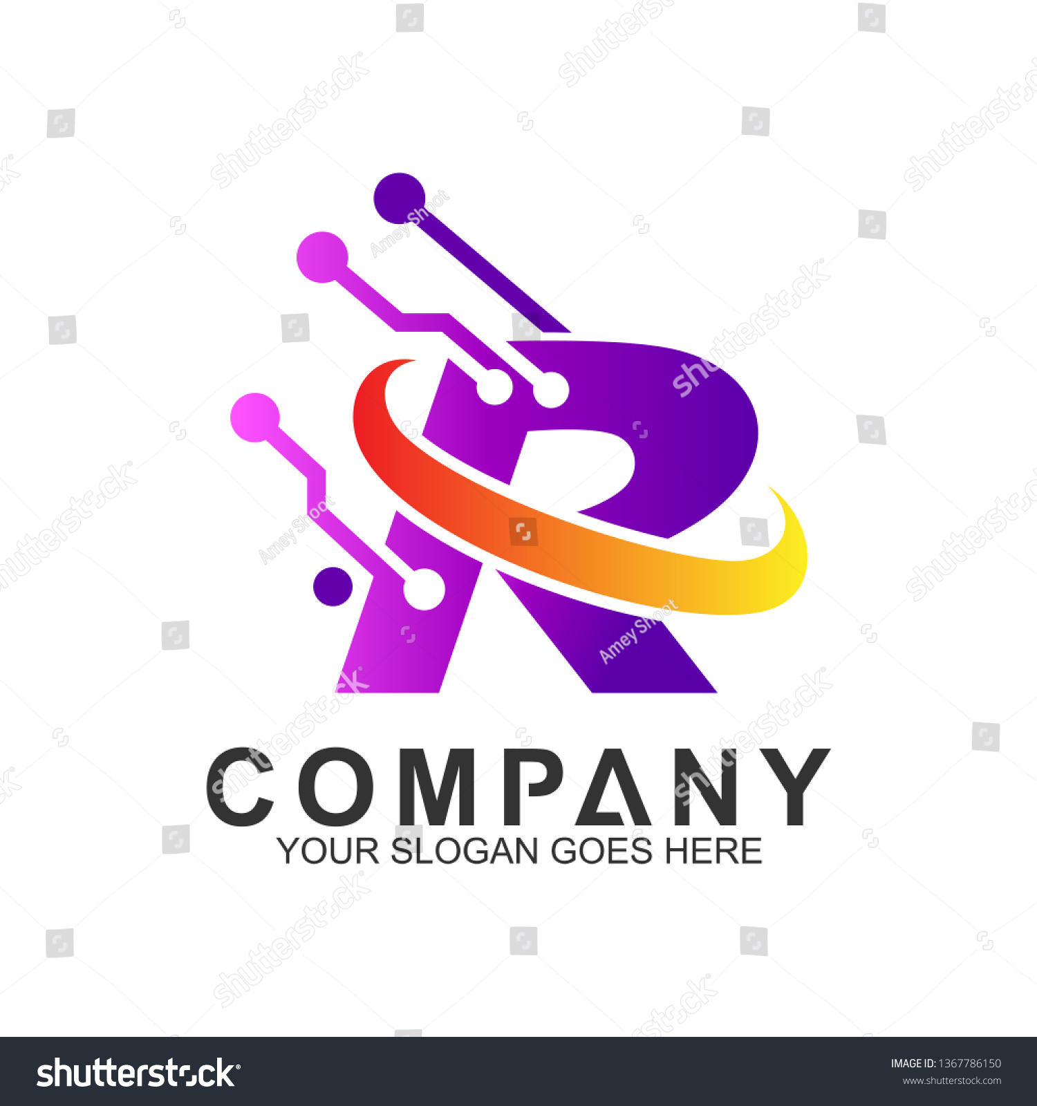 Tech Letter R Logo: vector de stock (libre de regalías) 1367786150 ...