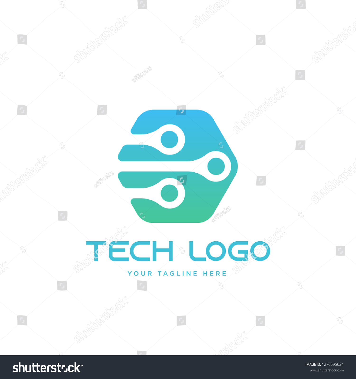 Tech Logo Colorful Technical Symbol Hex: vector de stock (libre de ...