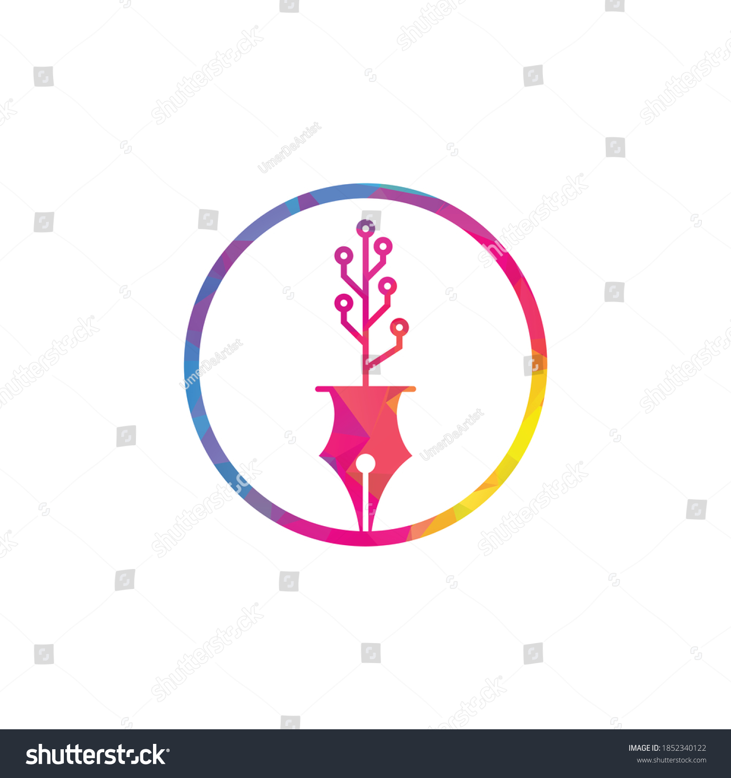 Tech Pen Logo Tech Pen Tech Stock Vector (Royalty Free) 1852340122