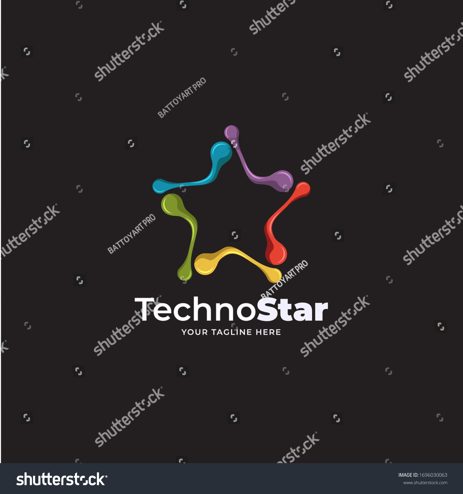 Tech Star Logo Vector Template 3d Stock Vector (Royalty Free) 1696030063