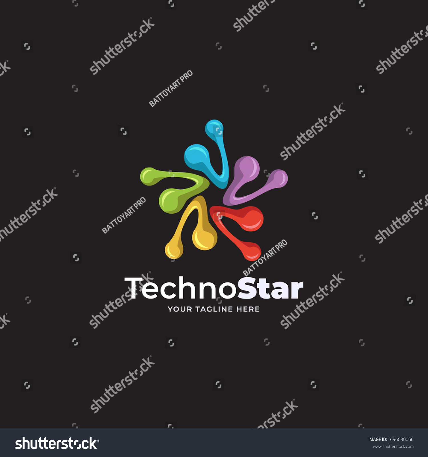 Tech Star Logo Vector Template 3d Stock Vector (Royalty Free) 1696030066