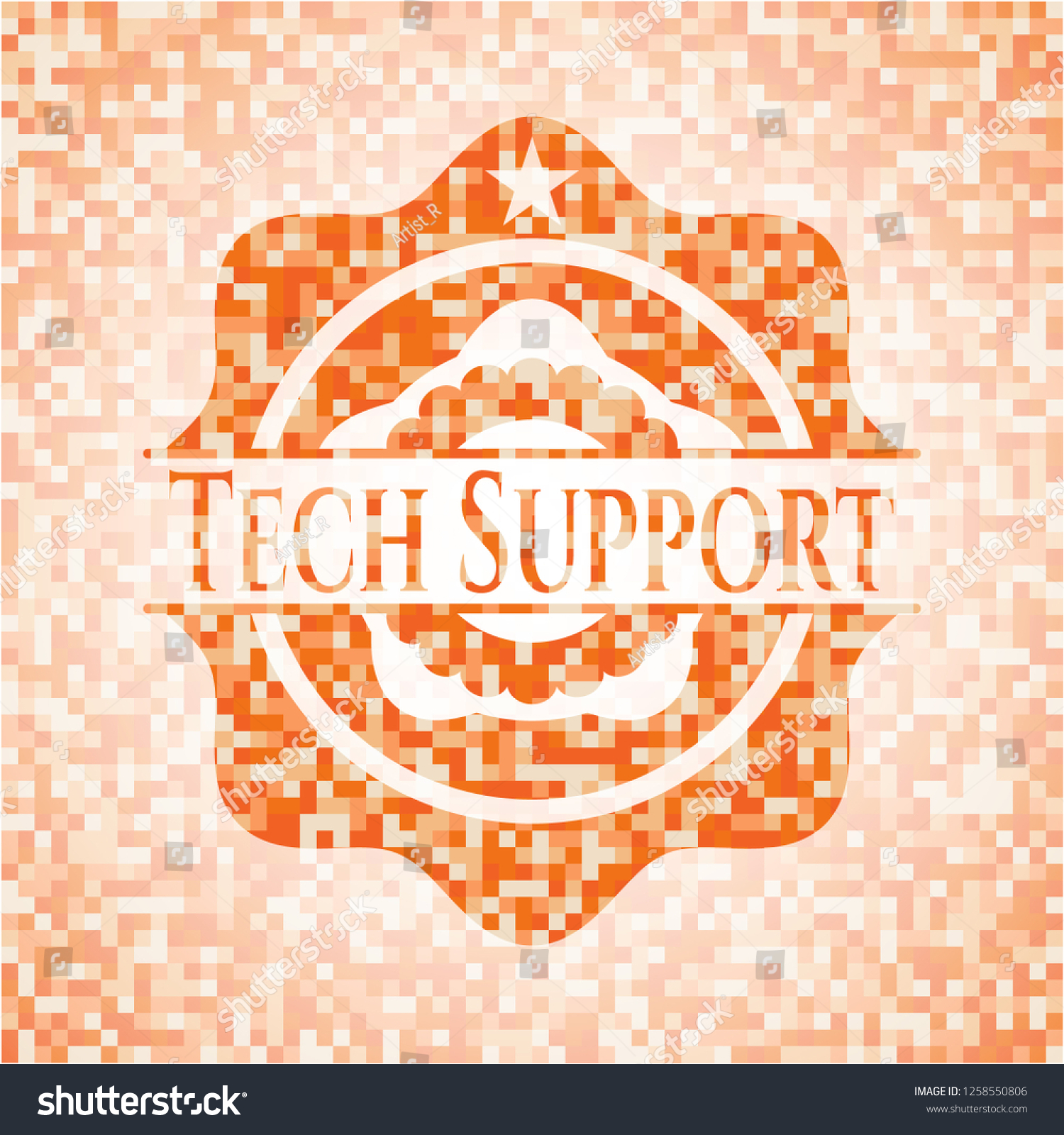 Tech Support Abstract Orange Mosaic Emblem Stock Vector (Royalty Free ...