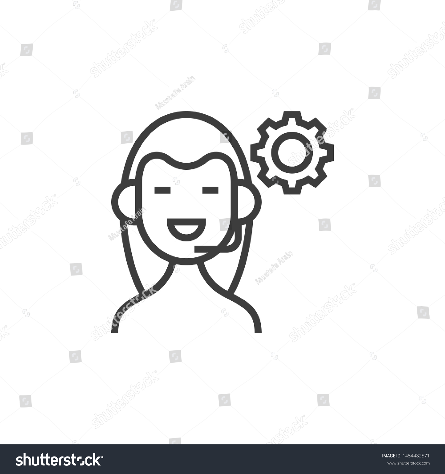 Tech Support Vector Illustration Outline Sign Stock Vector (Royalty ...