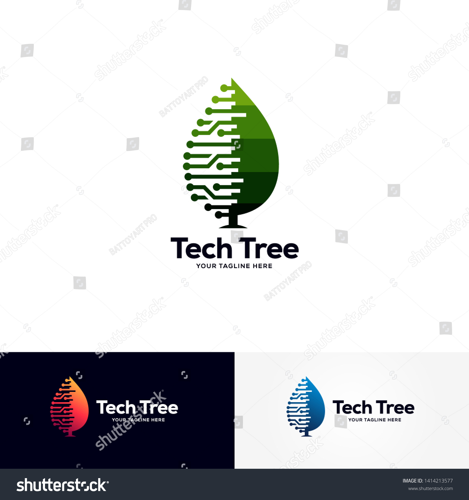 Tech Tree Logo Designs Template Creative Stock Vector (Royalty Free ...