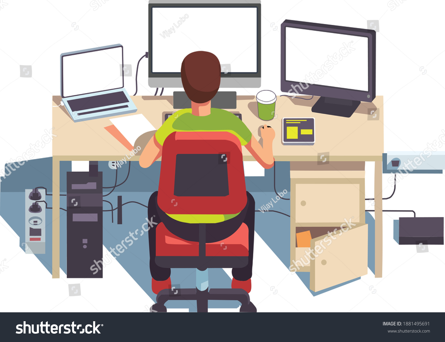 Techie Laptop Responsive Coding On Different Stock Vector (Royalty Free ...