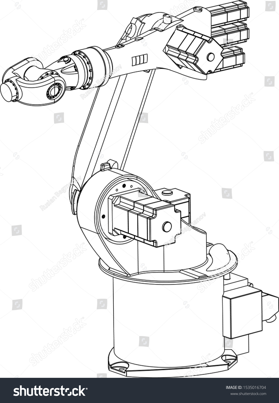Technical Draw Industrial Robot Vector Stock Vector (Royalty Free ...