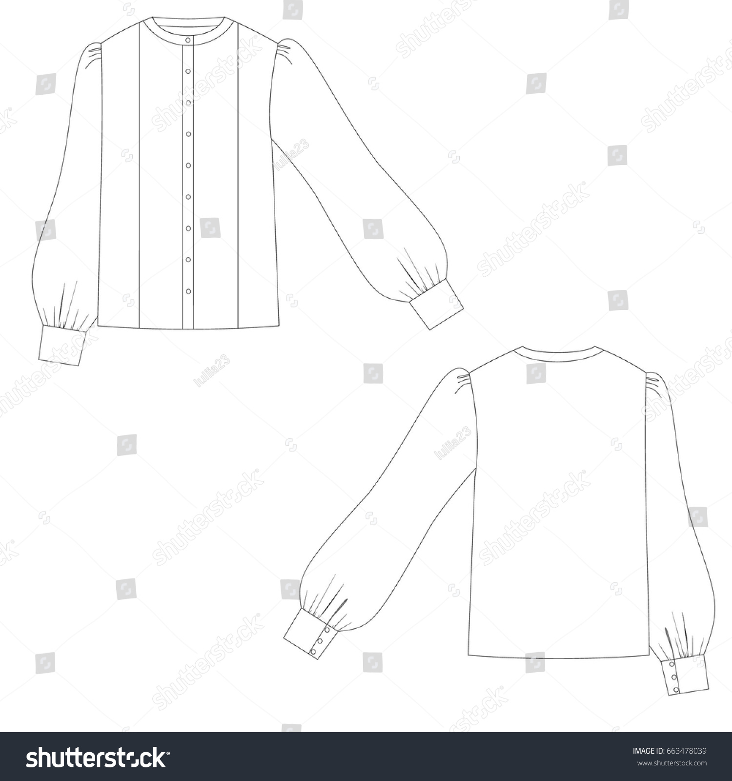 Technical Drawing Blouse Sketch Vector Illustration Stock Vector ...
