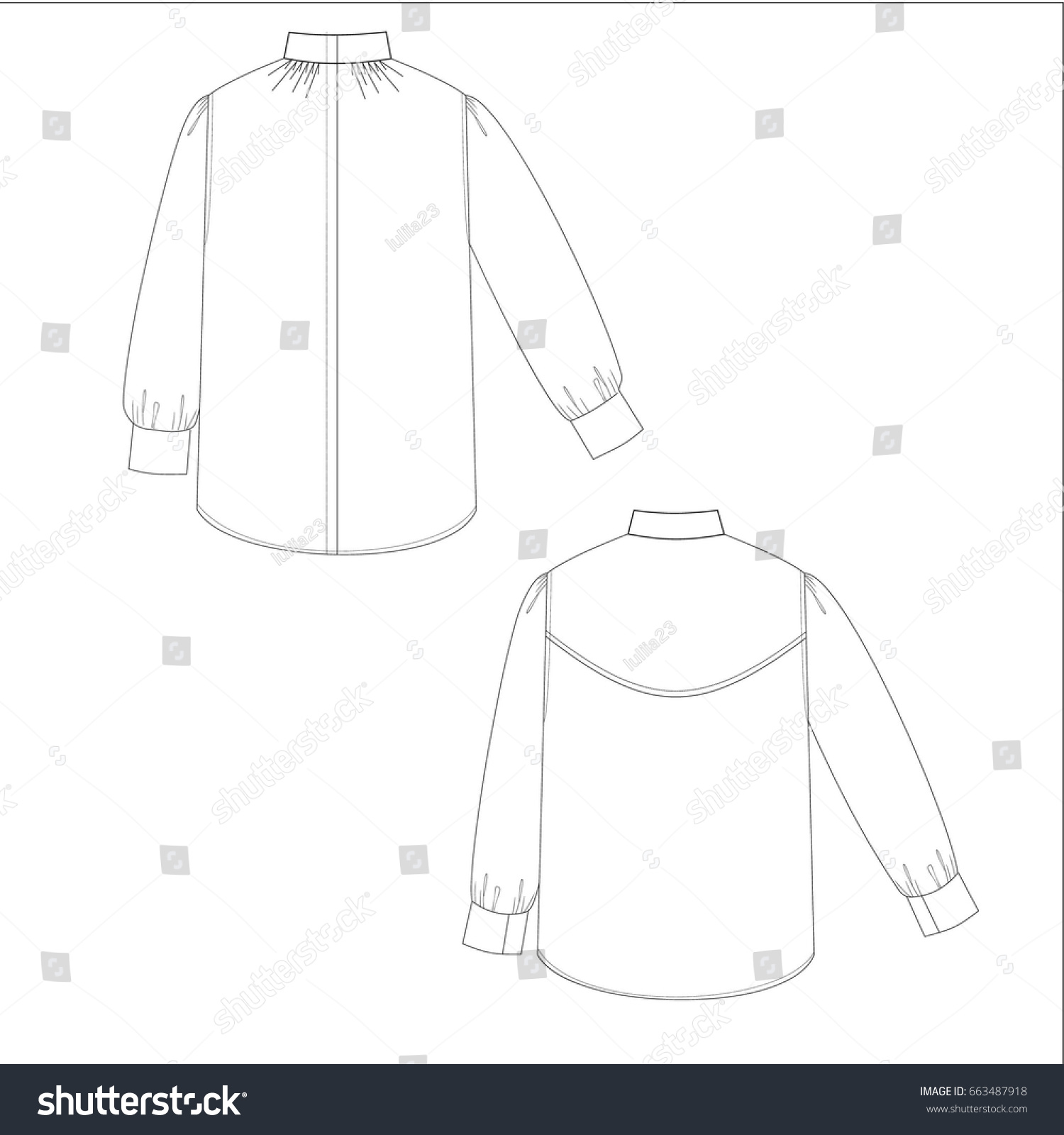 Technical Drawing Blouse Sketch Vector Illustration Stock Vector ...