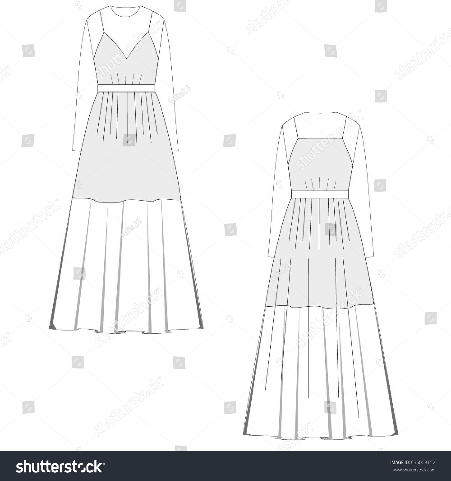 Technical Drawing Dress Vector Illustration Stock Vector (Royalty Free ...