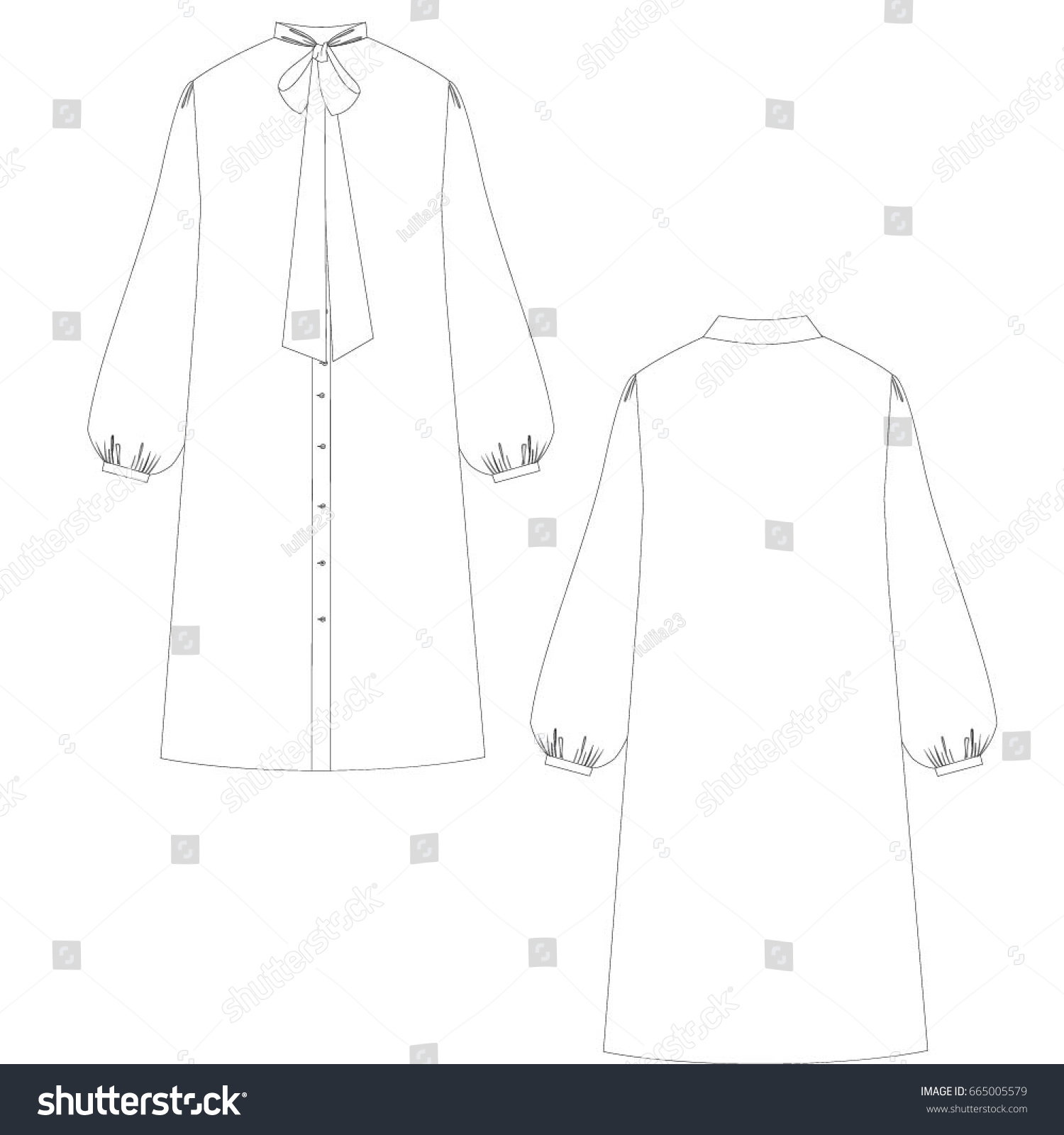 Technical Drawing Dress Vector Illustration Stock Vector (Royalty Free ...