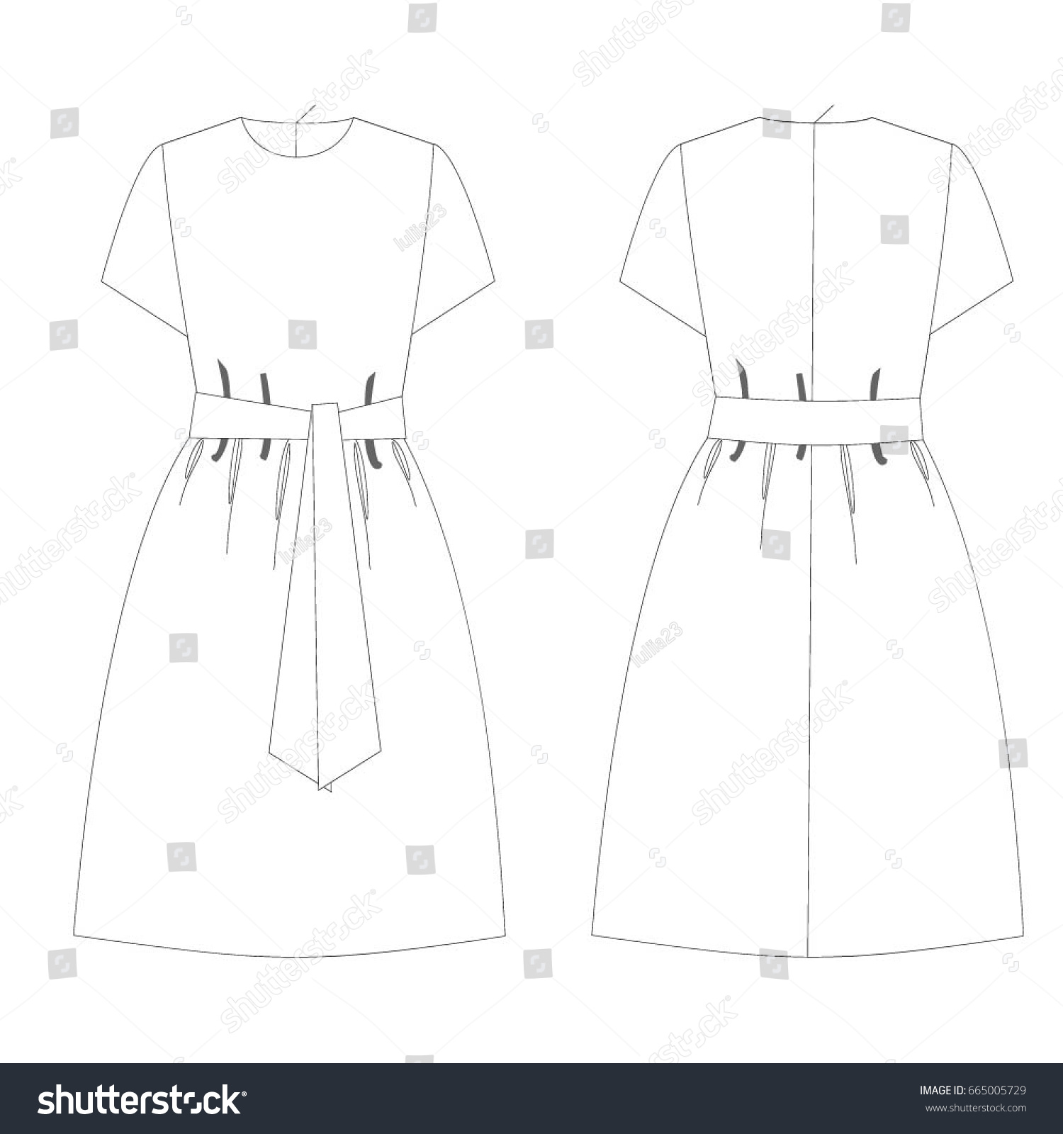 Technical Drawing Dress Vector Illustration Stock Vector (Royalty Free ...