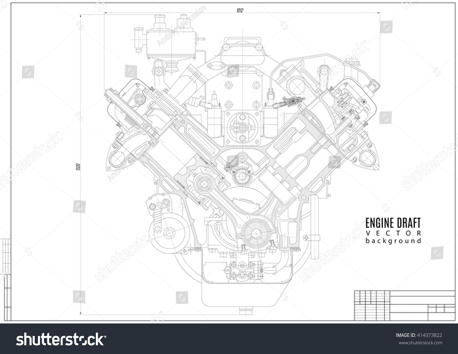 Technical Drawing Engine, Construction Project Or Plan With Horizontal ...