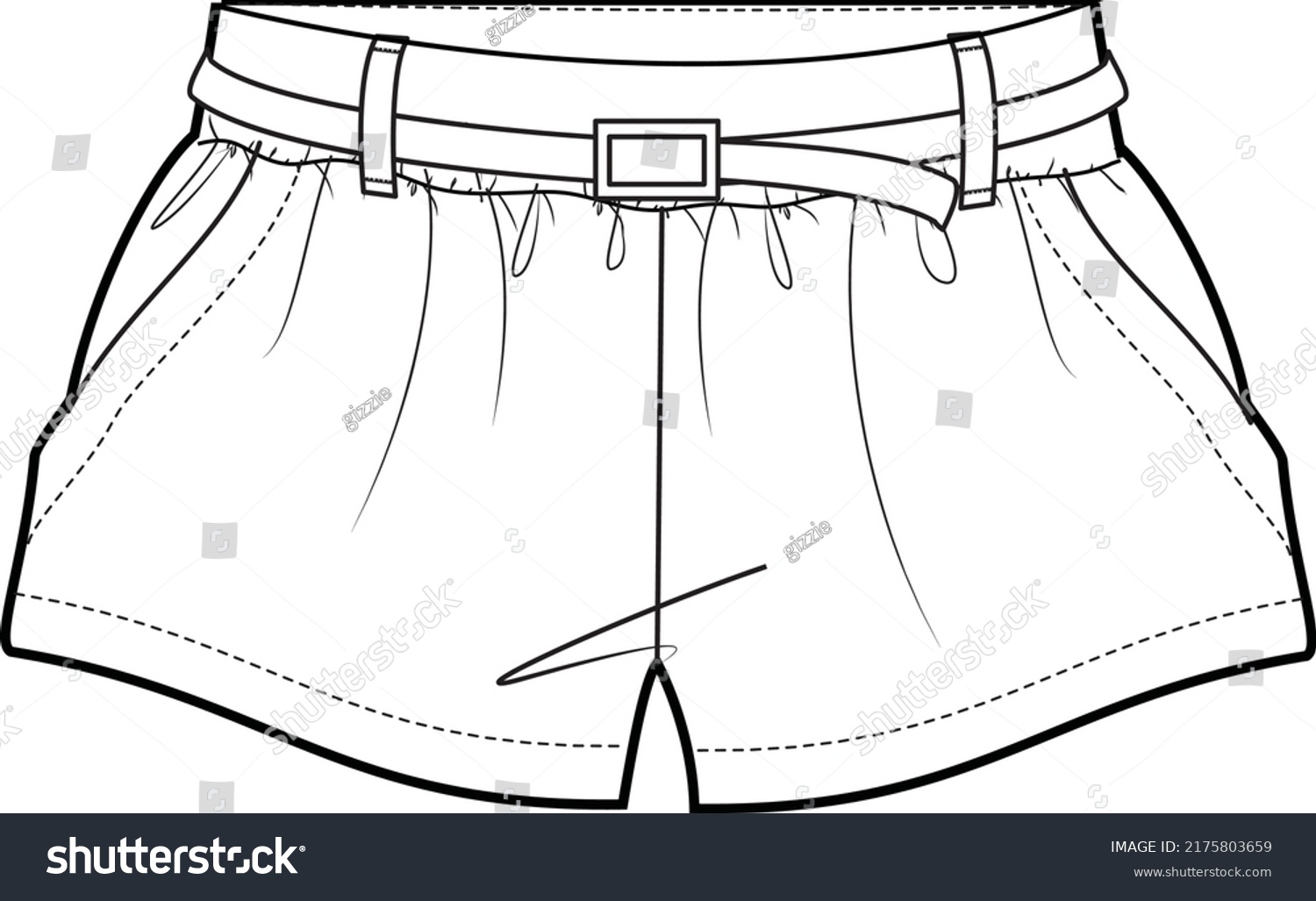 Technical Drawing Fashion Short Vector Stock Vector (Royalty Free ...