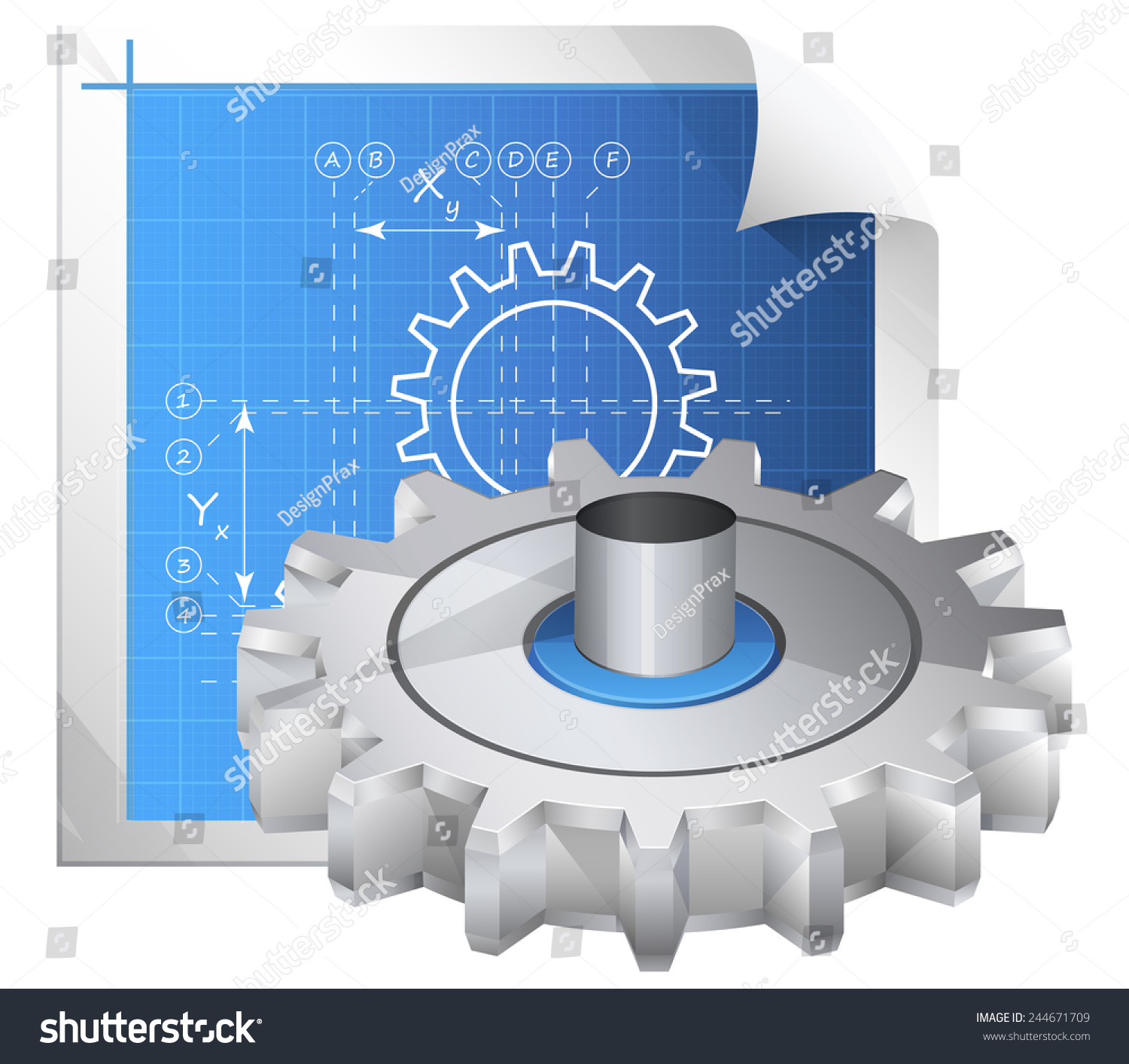 Technical Drawing Illustration Stock Vector (Royalty Free) 244671709 ...