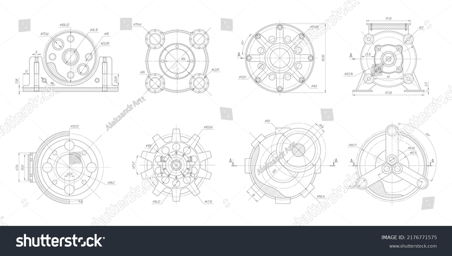 Technical Drawing Mechanical Engineering Background Technology Stock ...