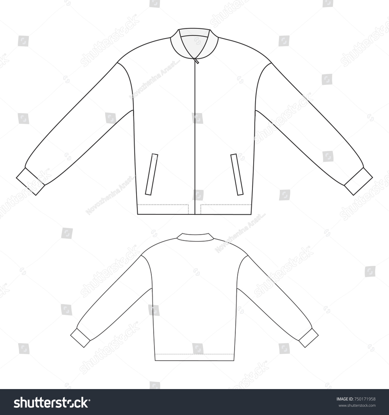 Technical Drawing Bomber Jacket Stock Vector (Royalty Free) 750171958 ...