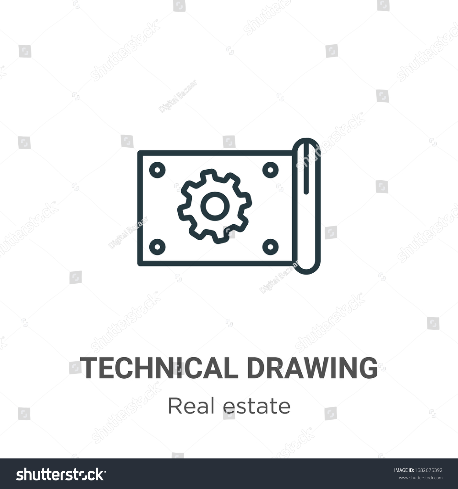 Technical Drawing Outline Vector Icon Thin Stock Vector (Royalty Free ...