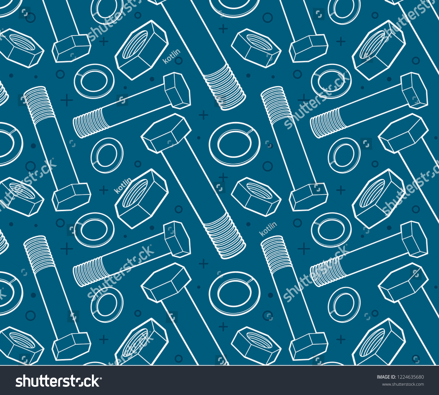 Technical Drawing Pattern Bolts Nuts On Stock Vector (Royalty Free ...