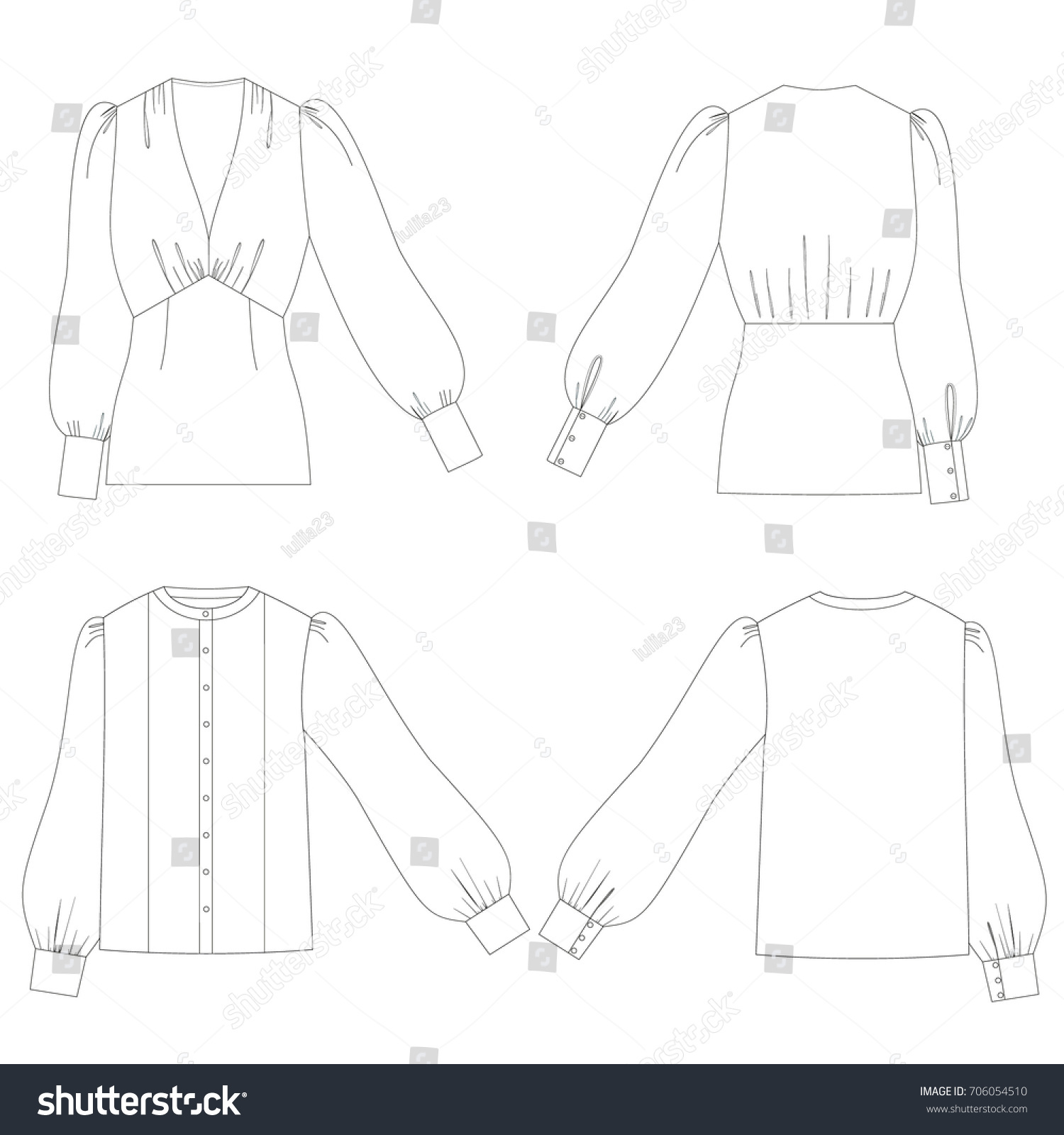 Technical Drawing Sketch Blouse Vector Illustration Stock Vector ...