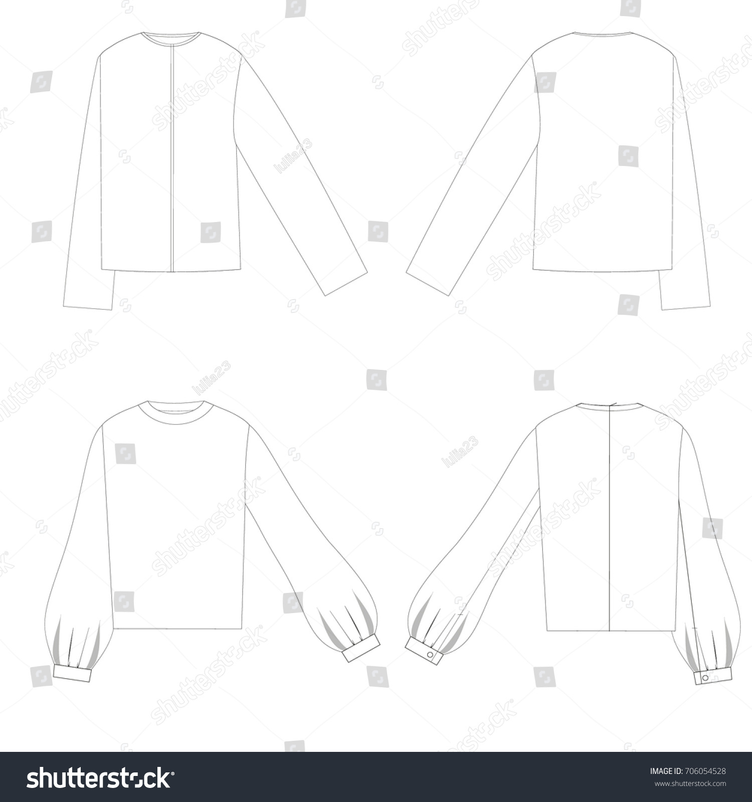 Technical Drawing Sketch Blouse Vector Illustration Stock Vector ...