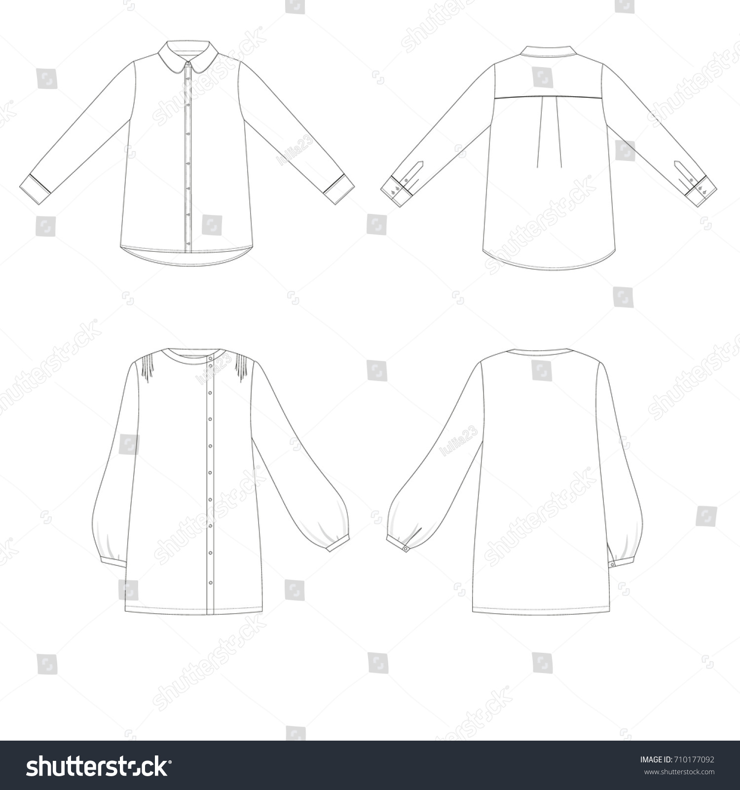 Technical Drawing Sketch Blouse Vector Illustration Stock Vector ...