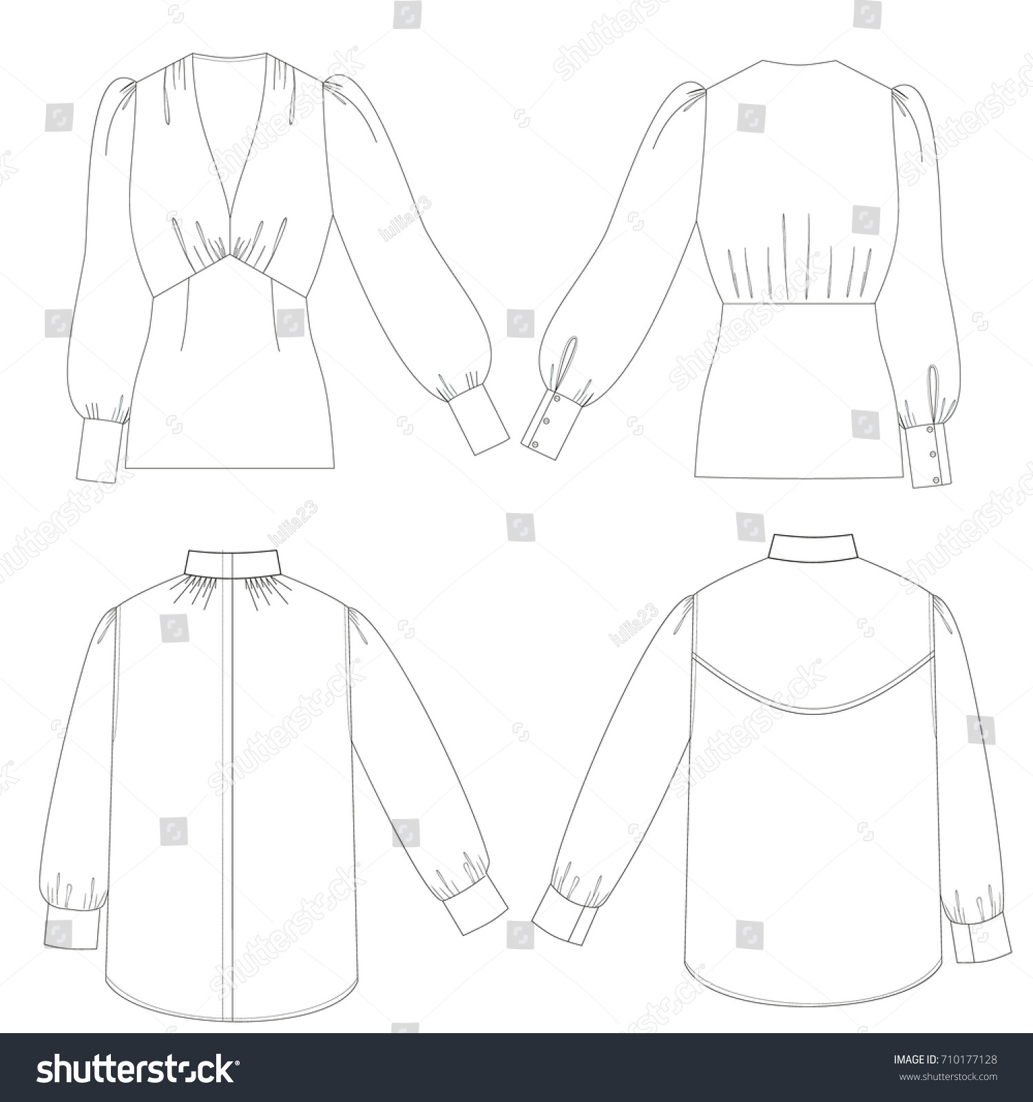 Technical Drawing Sketch Blouse Vector Illustration Stock Vector ...