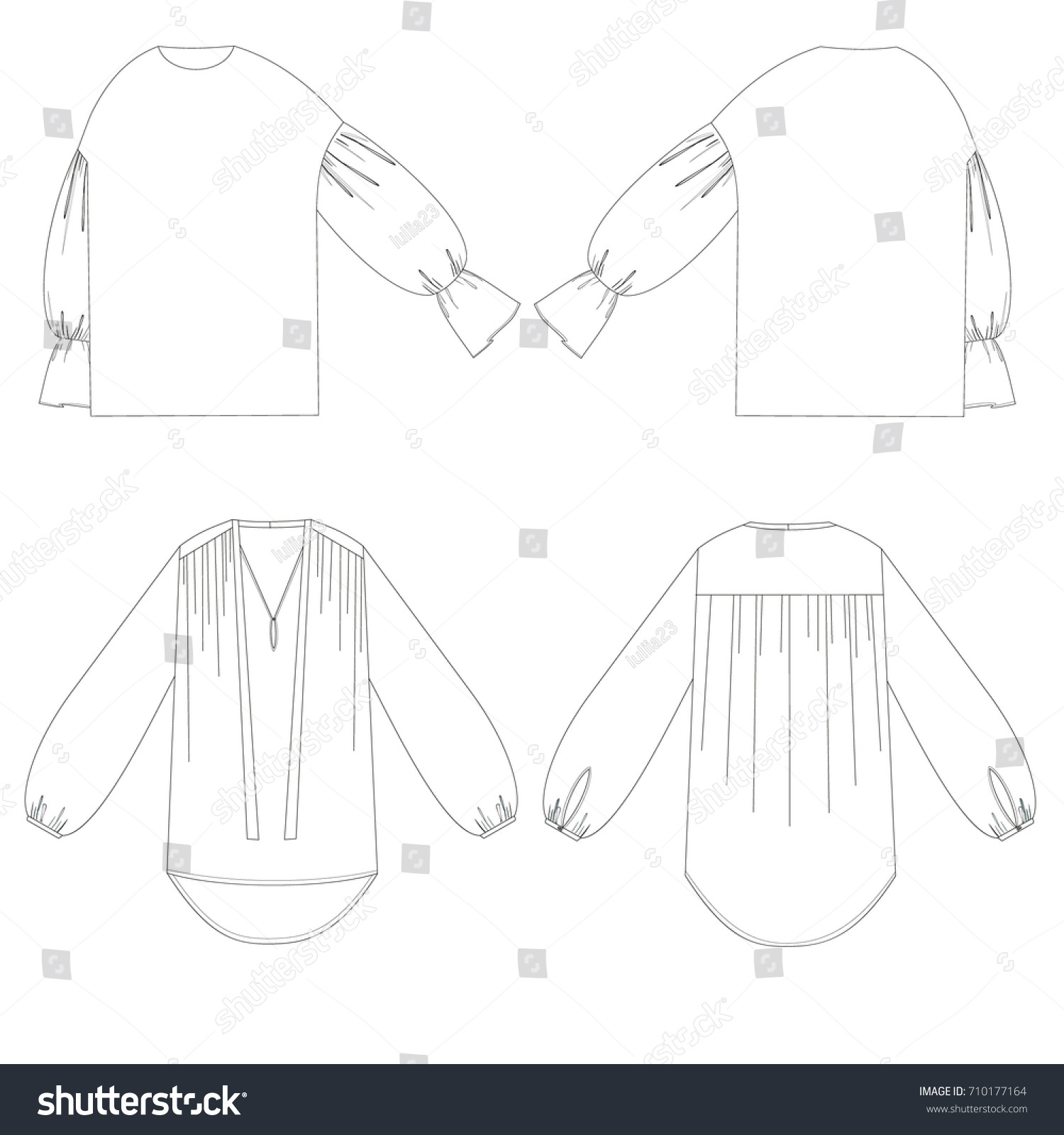 Technical Drawing Sketch Blouse Vector Illustration Stock Vector ...