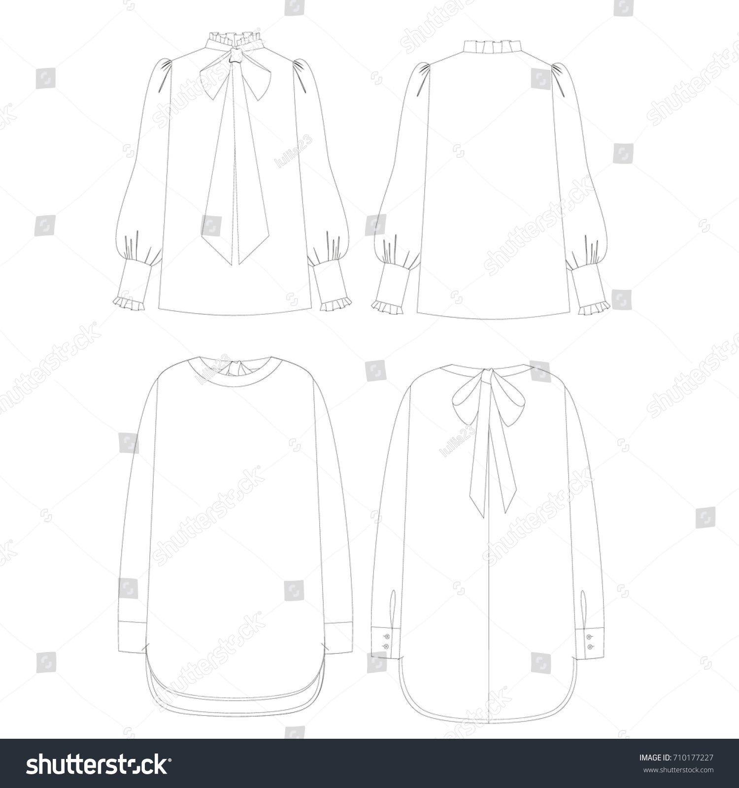 Technical Drawing Sketch Blouse Vector Illustration Stock Vector ...