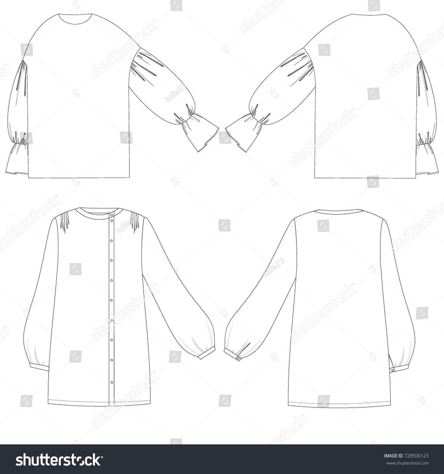 Technical Drawing Sketch Blouse Vector Illustration Stock Vector ...