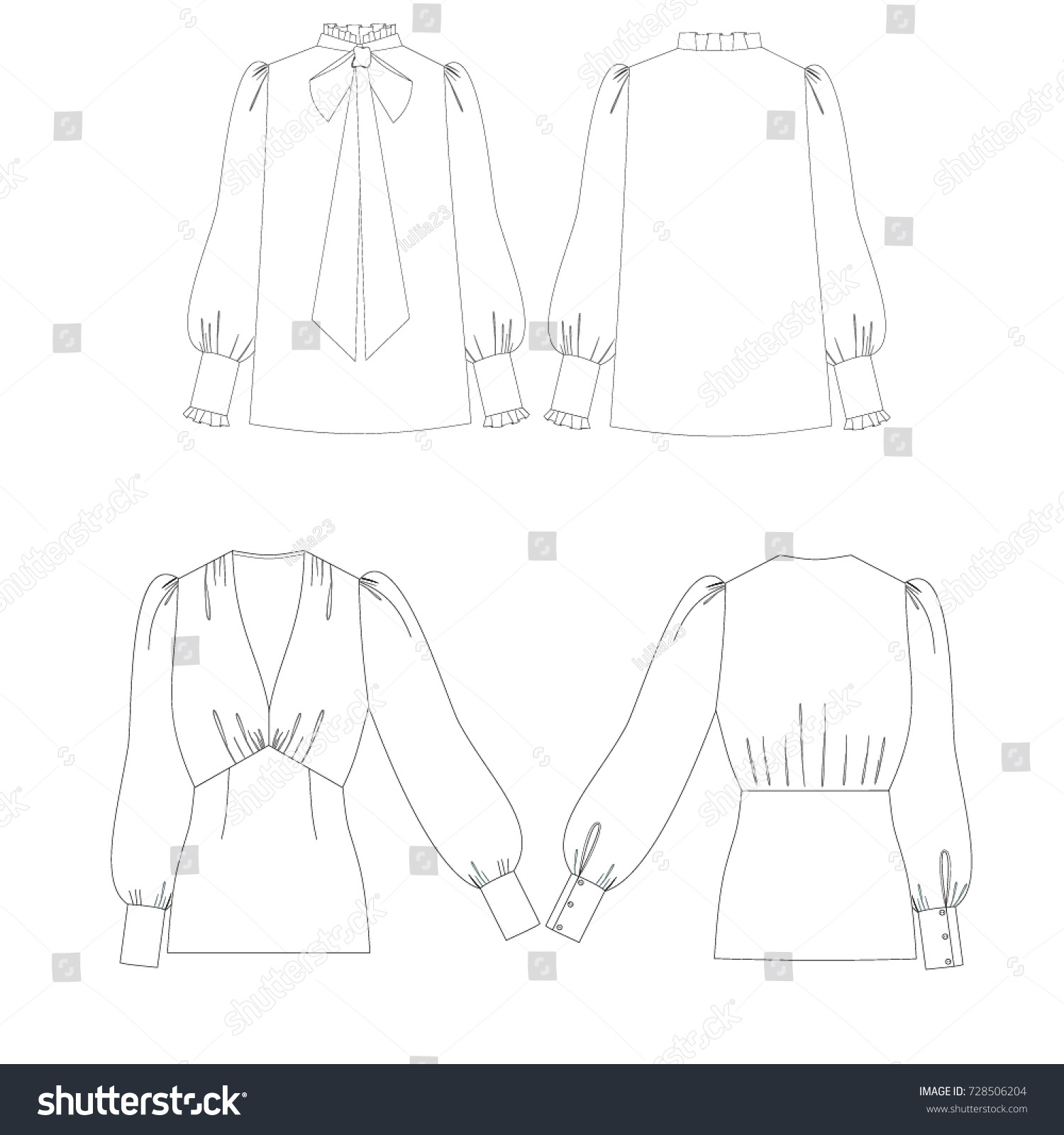 Technical Drawing Sketch Blouse Vector Illustration Stock Vector ...