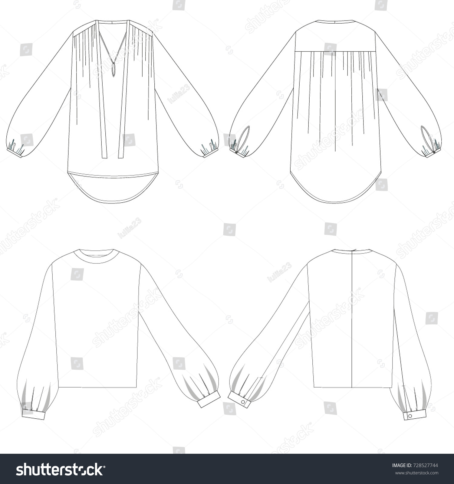 Technical Drawing Sketch Blouse Vector Illustration: vector de stock ...