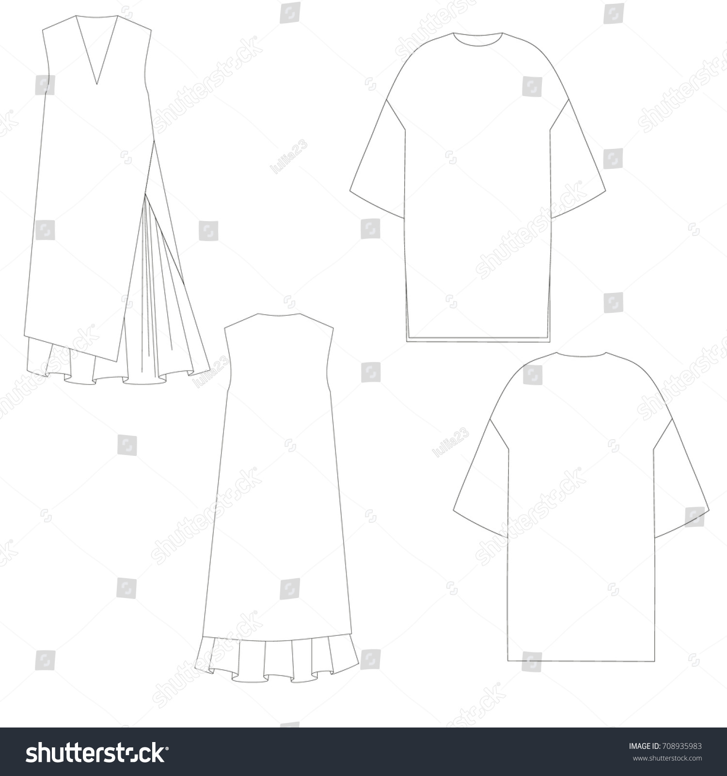 Technical Drawing Sketch Dress Vector Illustration Stock Vector ...