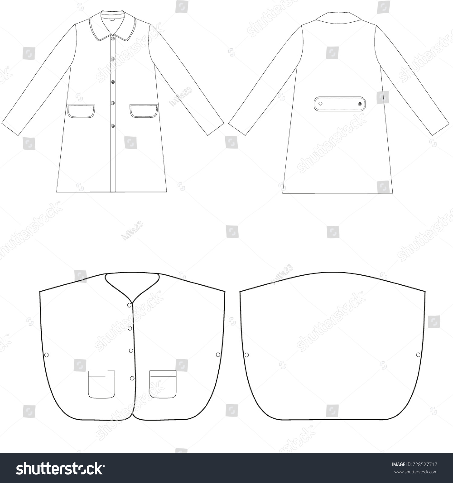 Vektor Stok Technical Drawing Sketch Jacket Vector Illustration (Tanpa ...