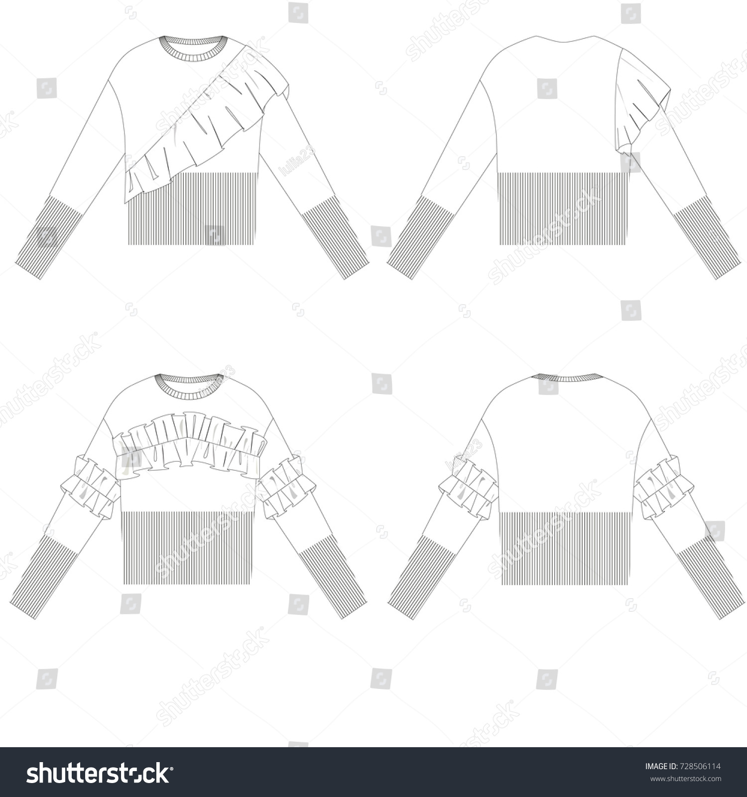 Technical Drawing Sketch Sweater Vector Illustration Stock Vector ...