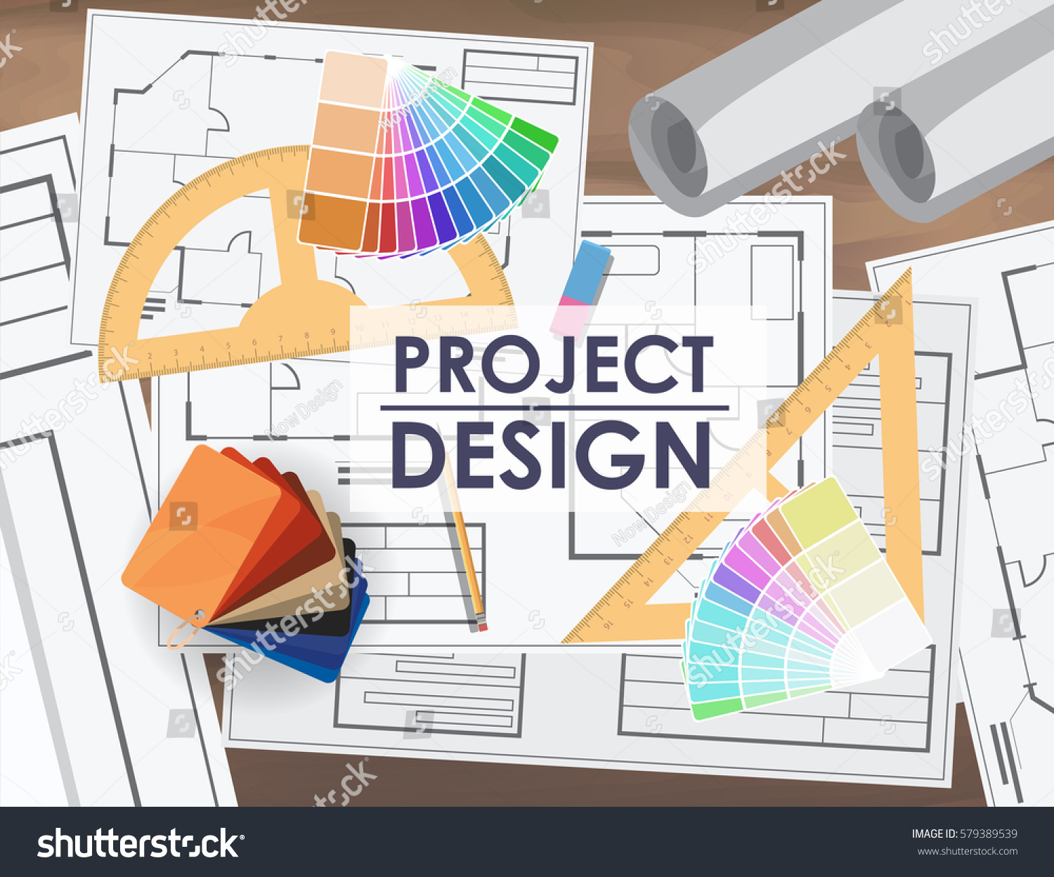 Technical Engineering Drawing Plan Architectural Drawings: เวกเตอร์ ...