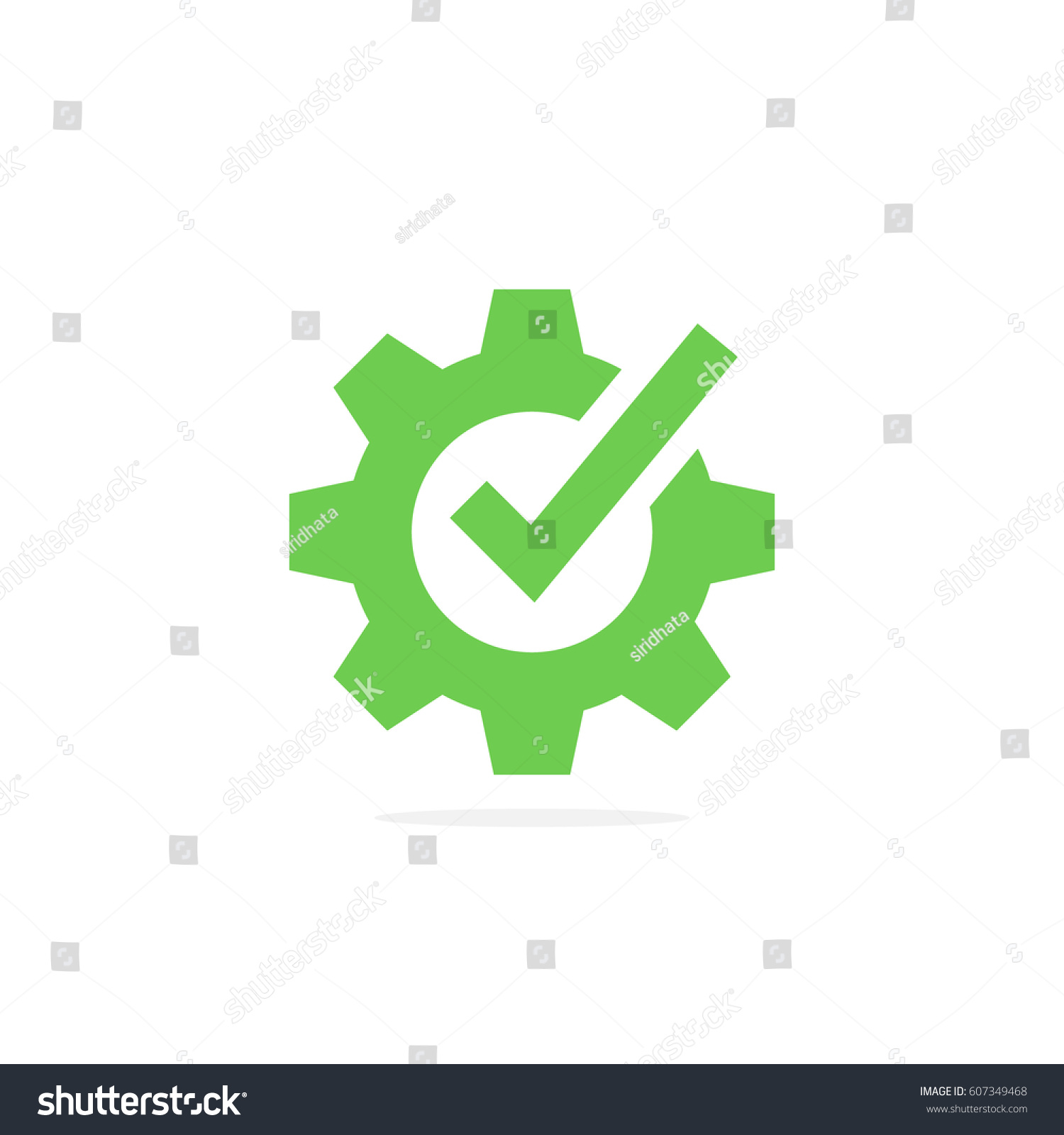 Technical Gear Icon Check Mark Stock Vector (Royalty Free) 607349468
