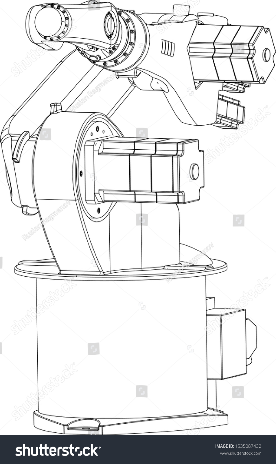 Technical Industrial Robot 3d Draw: vector de stock (libre de regalías ...