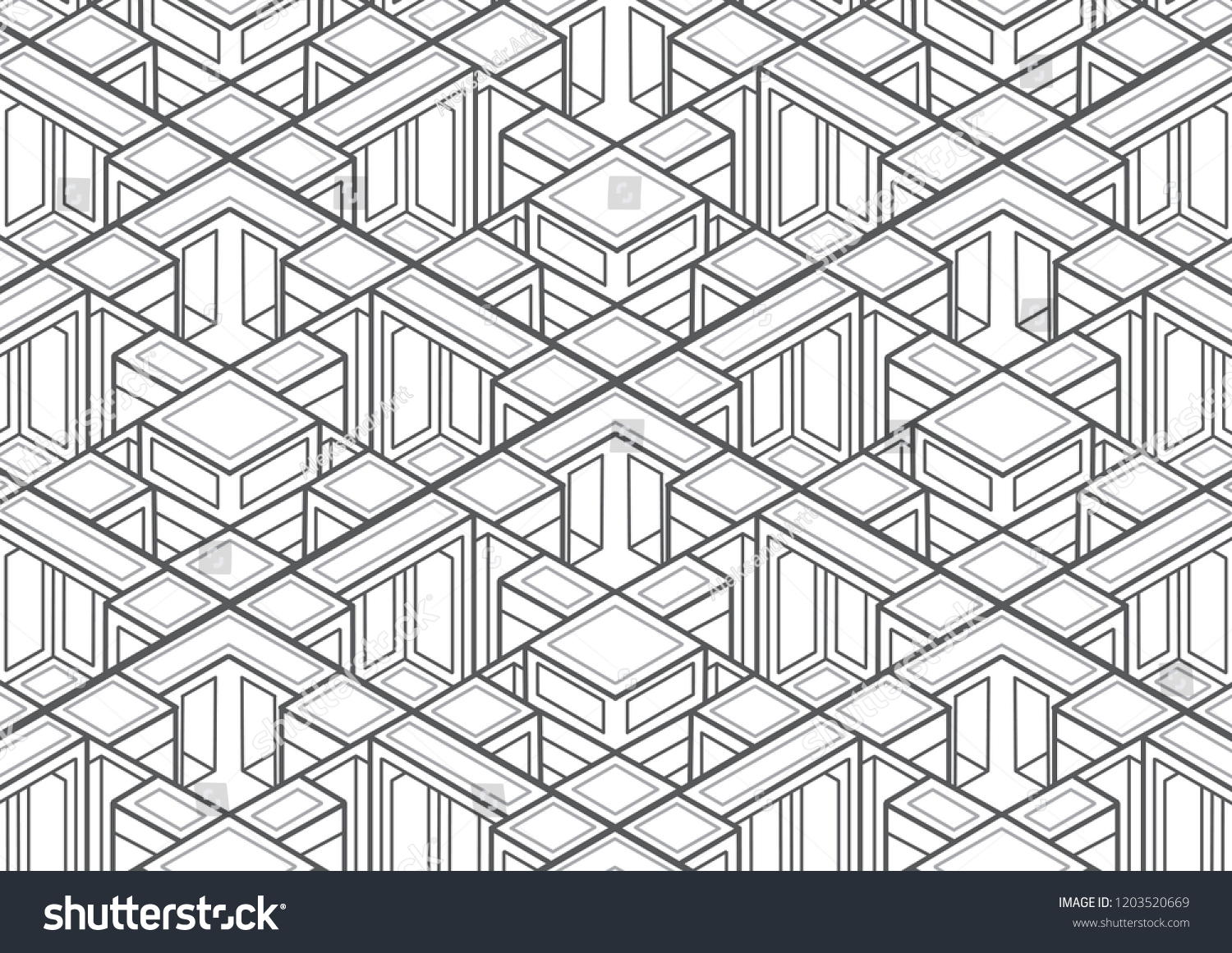 Technical Isometric Drawing Cubes Pattern Isometric Stock Vector ...