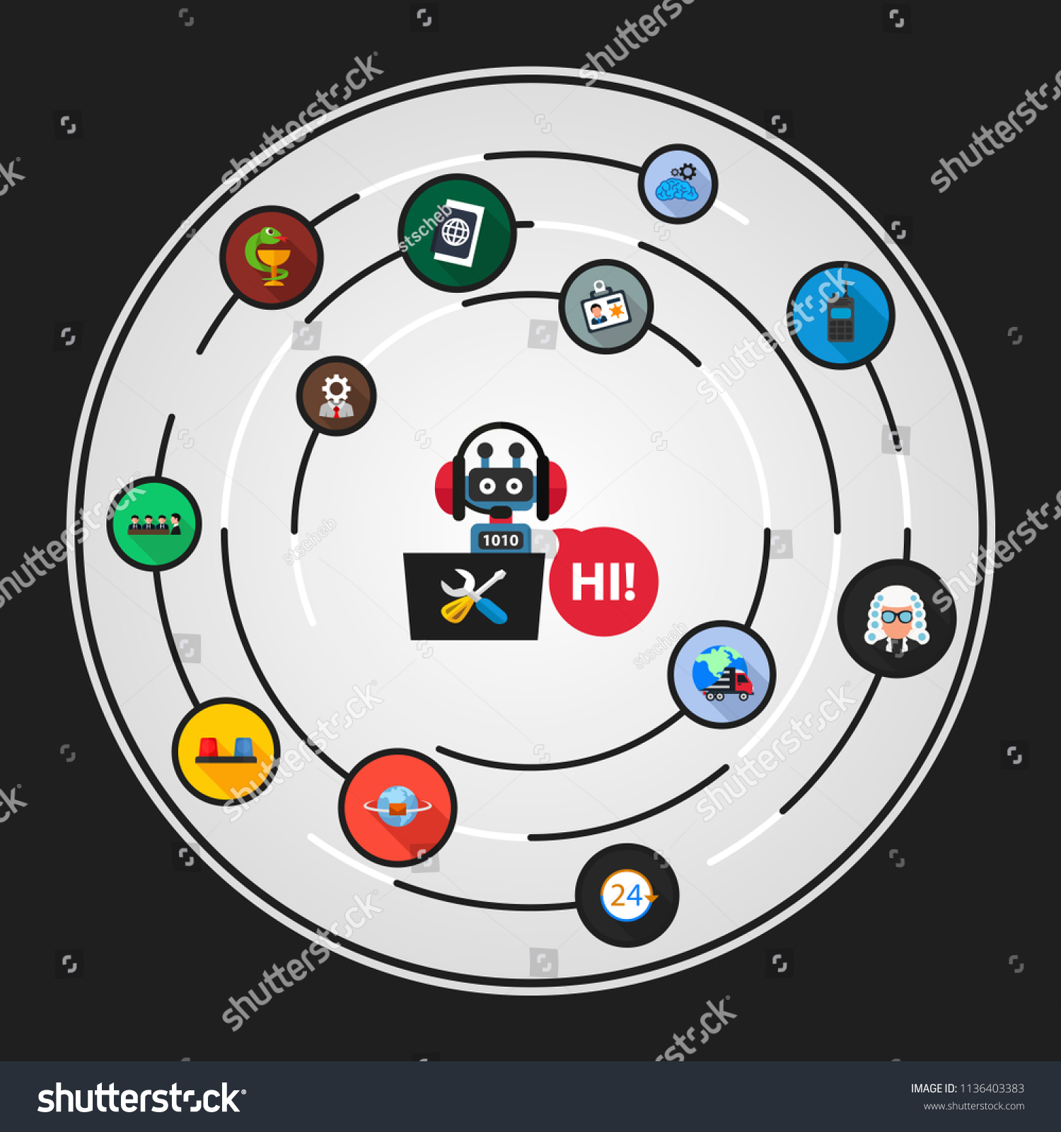 Technical Support Flat Icons Concept Vector Stock Vector (Royalty Free) 1136403383