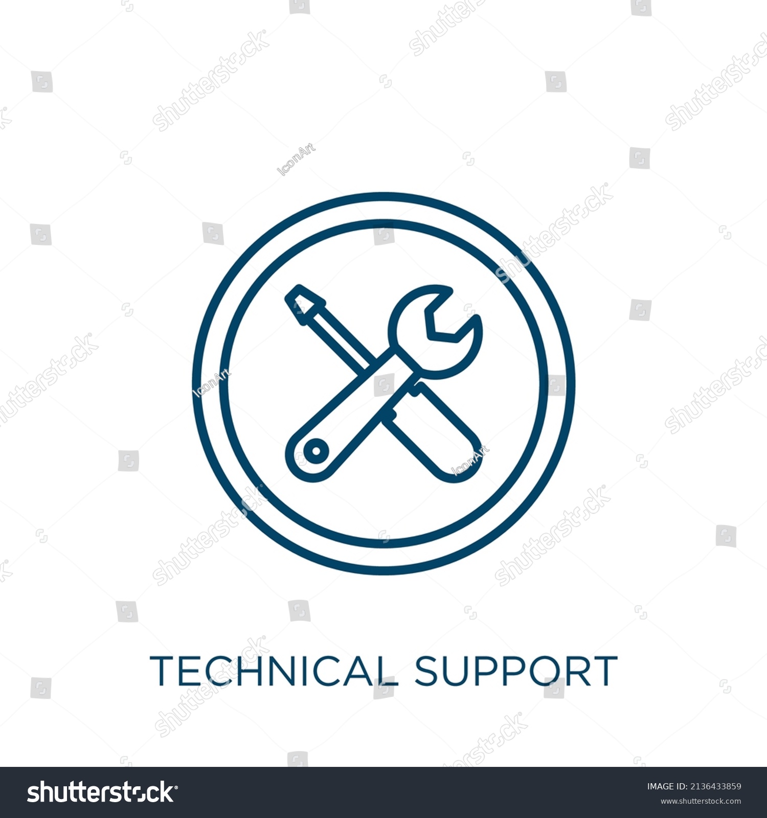 Technical Support Icon Thin Linear Technical Stock Vector (Royalty Free ...