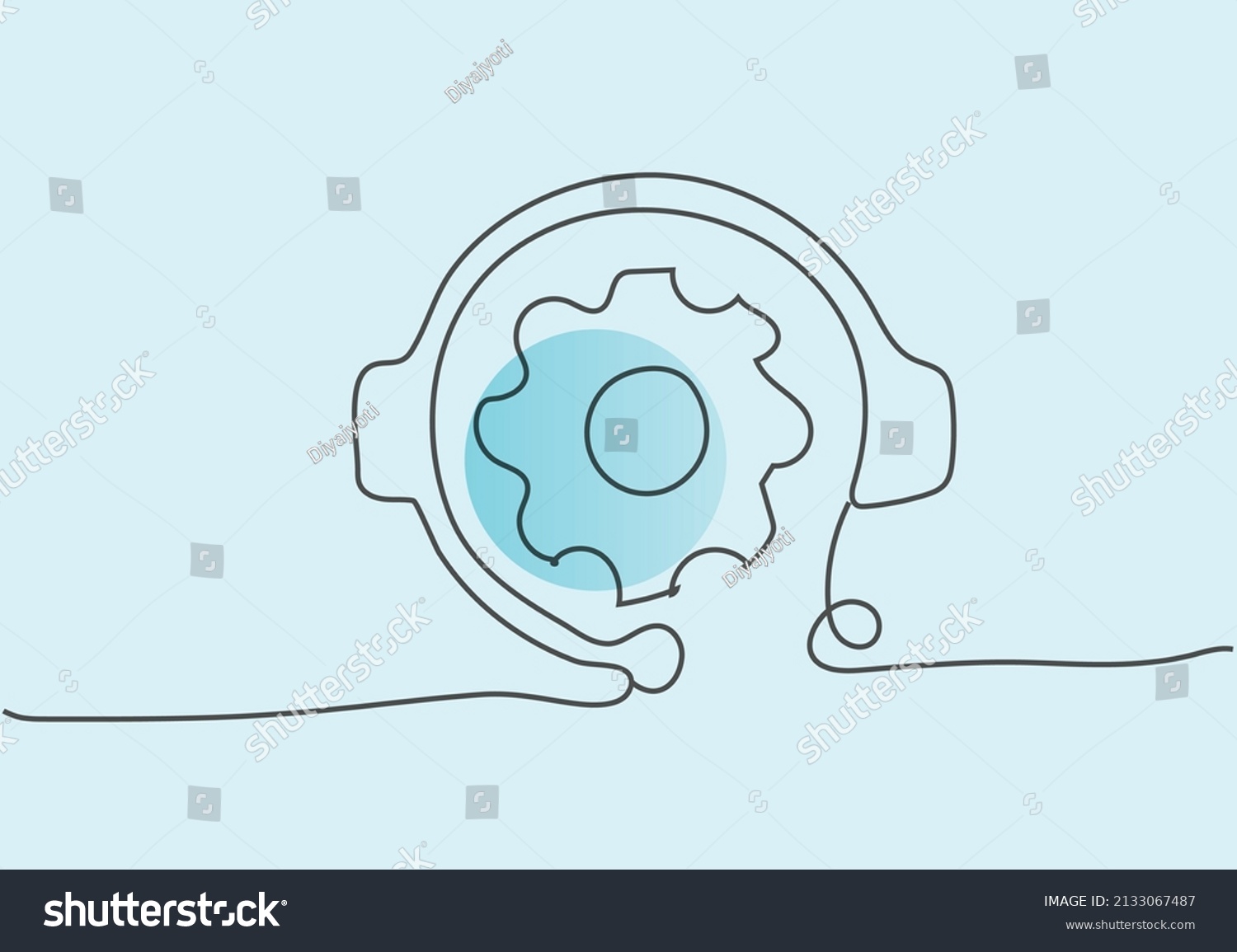 Technical Support Line Art Design Stock Vector (Royalty Free) 2133067487