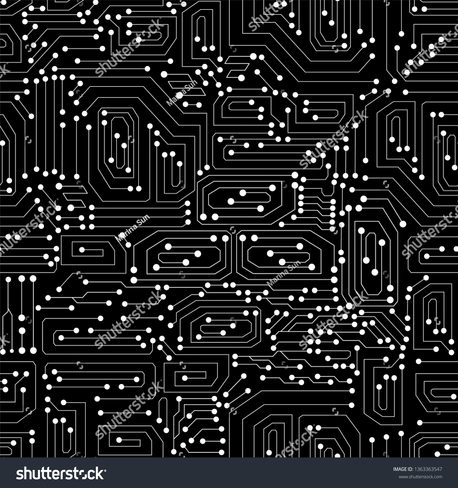 Technical Vector Seamless Background Hand Drawn Stock Vector (Royalty ...