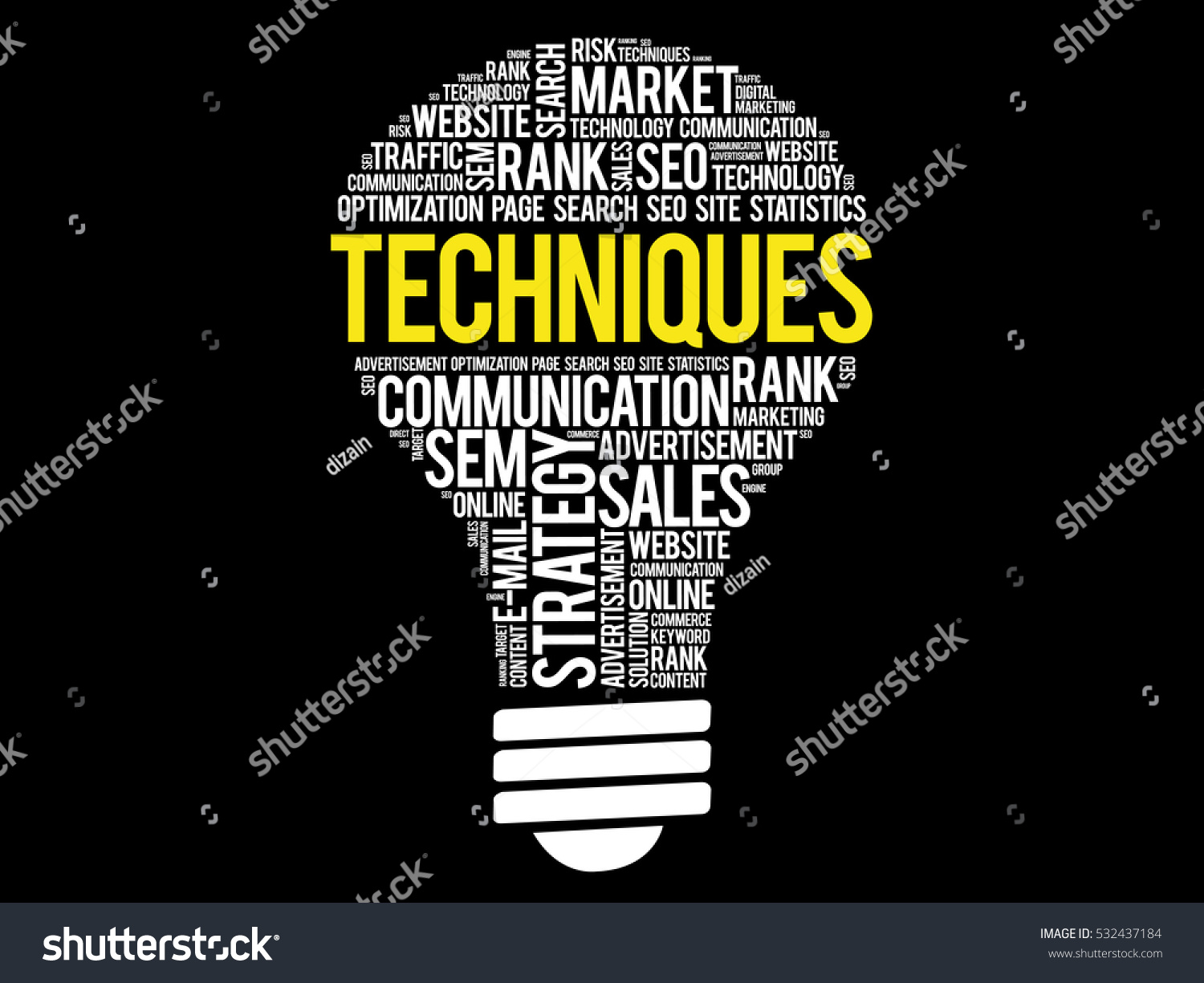 Techniques Bulb Word Cloud Collage Business Stock Vector (Royalty Free ...